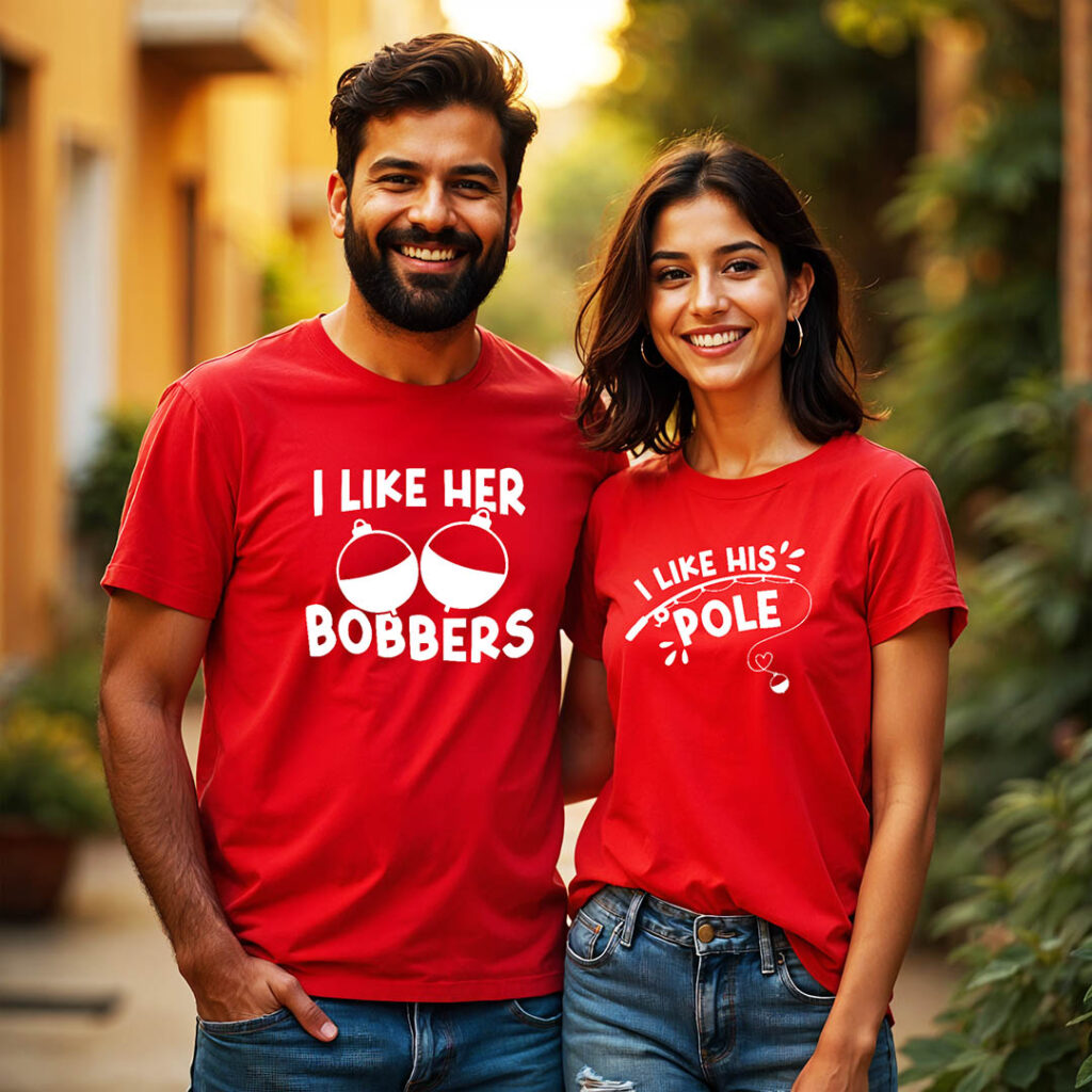 I Like Her Bobbers And His Pole Couple T-Shirts | Matching Outfits ...